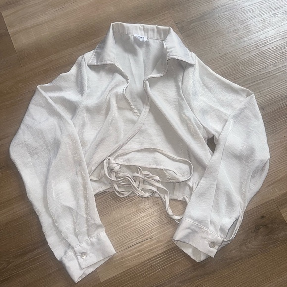 Tops | Elegant White Wrap Top | Poshmark
